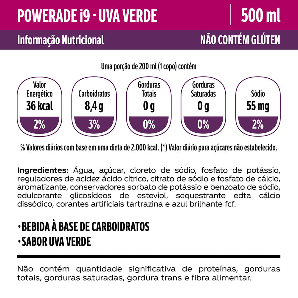 Isotônico Powerade Uva 500 ml - supernossoemcasa