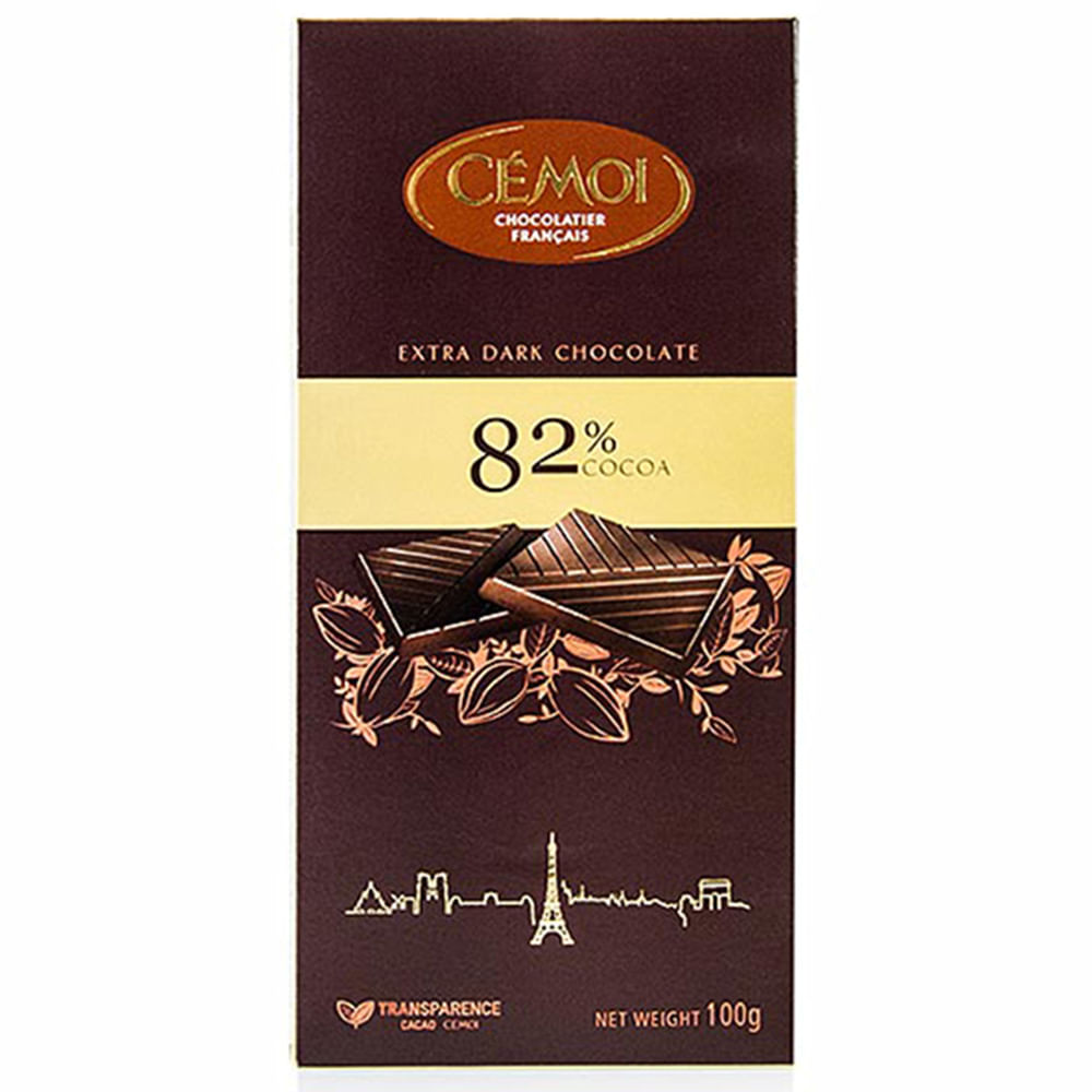 Chocolate Francês Cémoi Dark 82% Cacau 100 g - supernossoemcasa